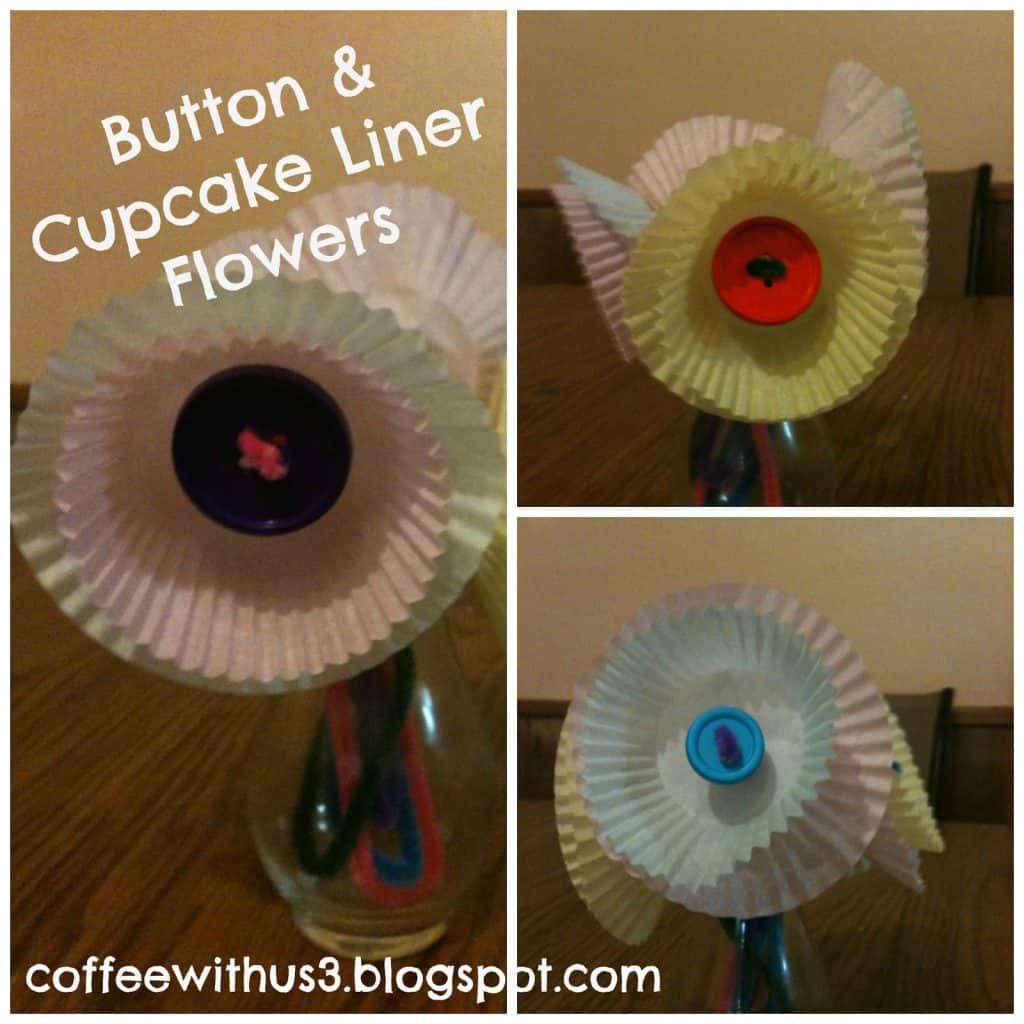 Button & Cupcake Liner Flowers by Coffee With Us 3