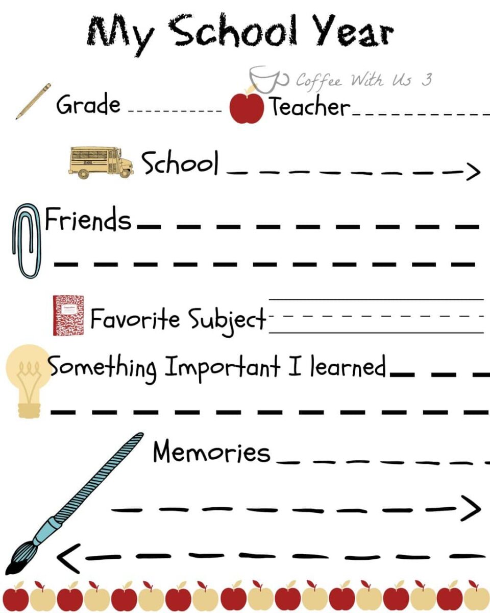 My School Year Printable | Coffee With Us 3